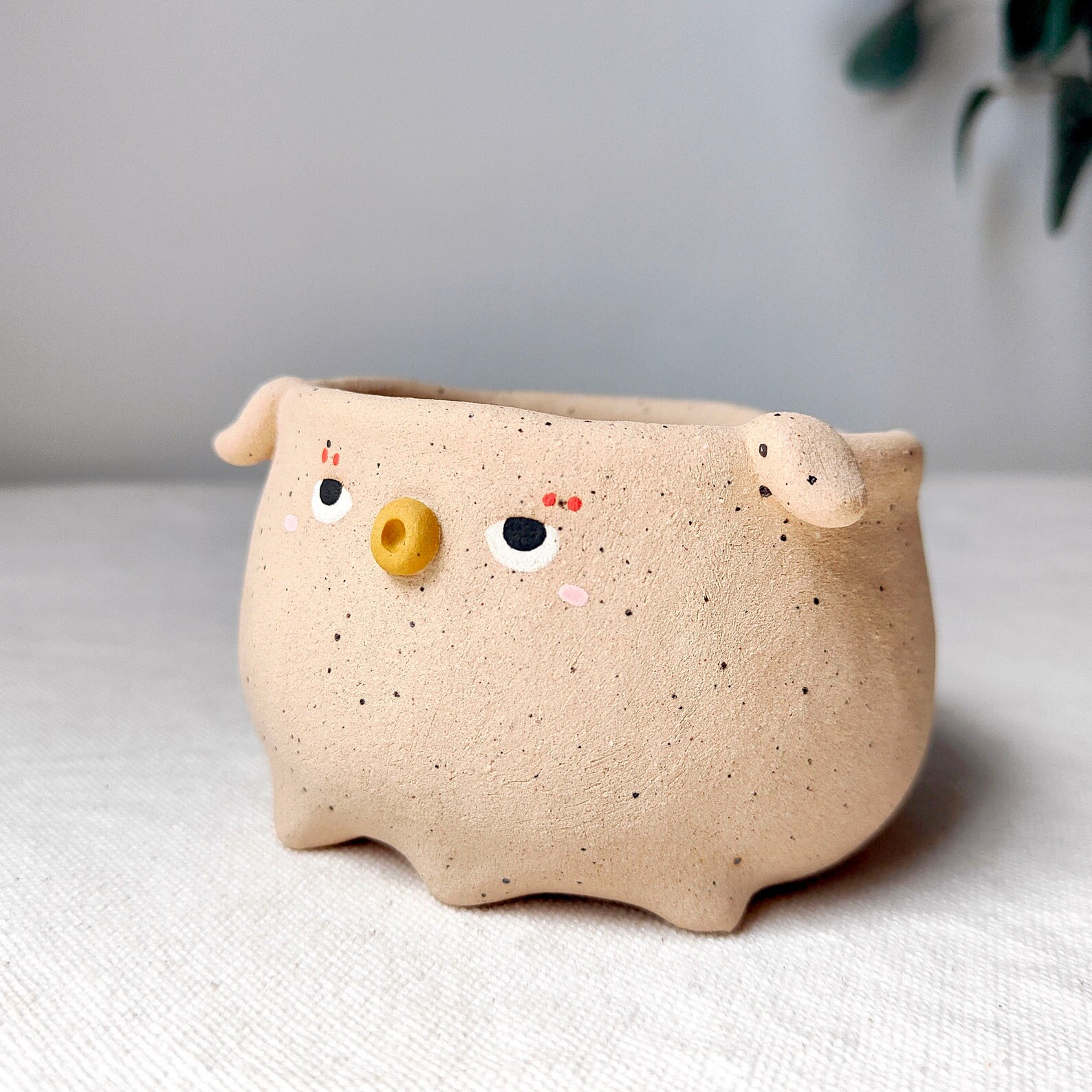 Little Cookie and Cream Octopus Plant Pot, Handmade Pot With Drainage ...