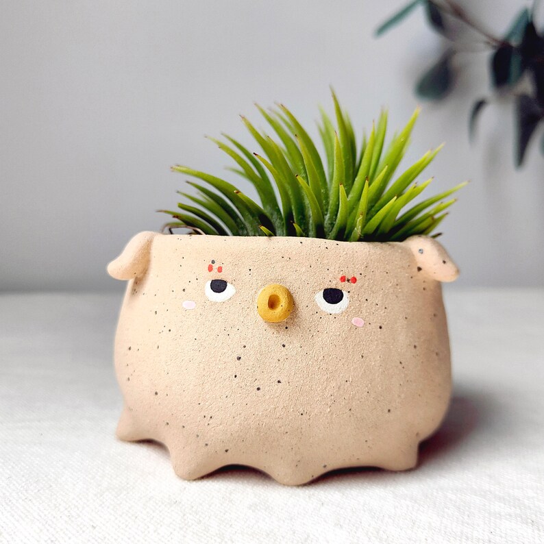 Little Cookie and Cream Octopus Plant Pot, Handmade Pot With Drainage ...