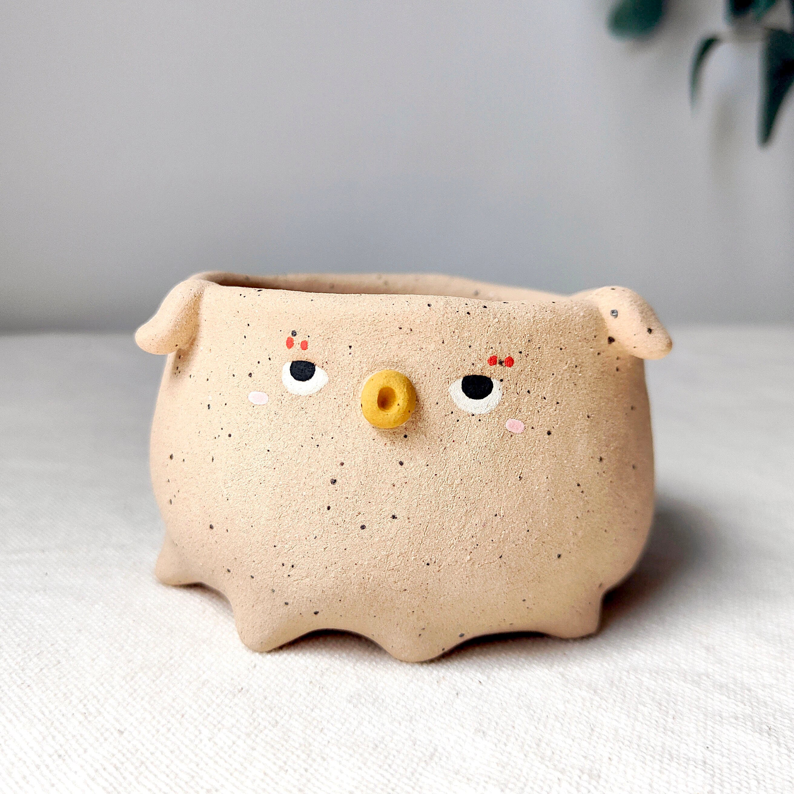 Little Cookie and Cream Octopus Plant Pot, Handmade Pot With Drainage ...