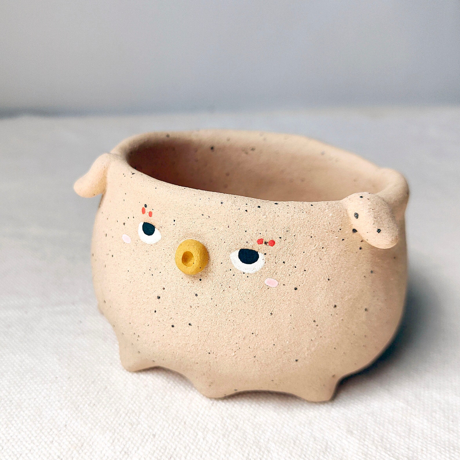 Little Cookie and Cream Octopus Plant Pot, Handmade Pot With Drainage ...