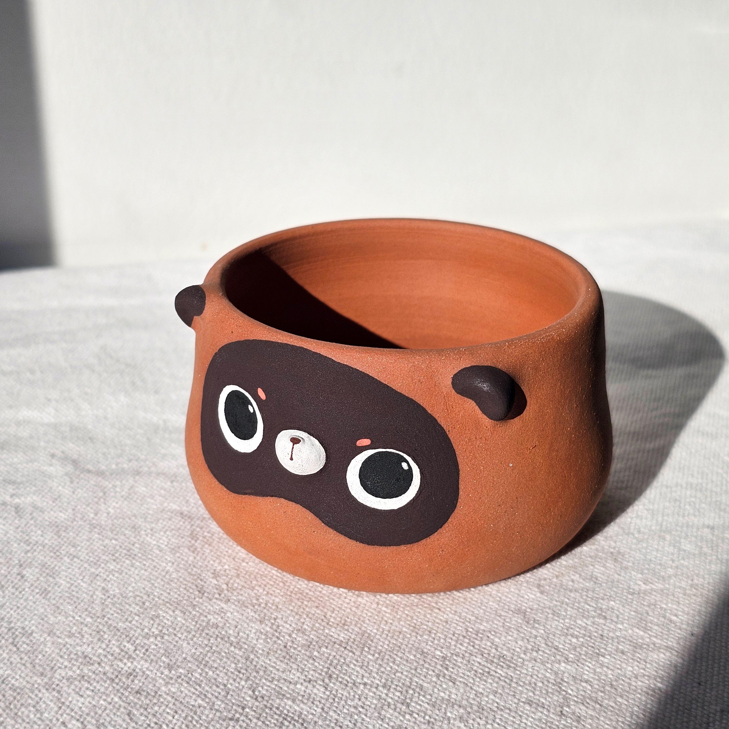 Small Tanuki Plant Pot. Handmade Small Succulent Planter With Drainage ...