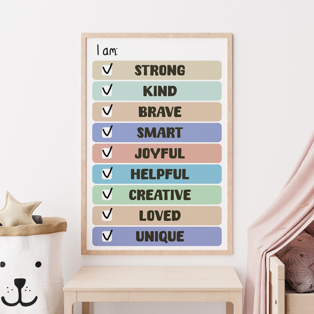 Affirmations for Kids, Playroom Wall Decor, Rainbow Affirmations Print ...