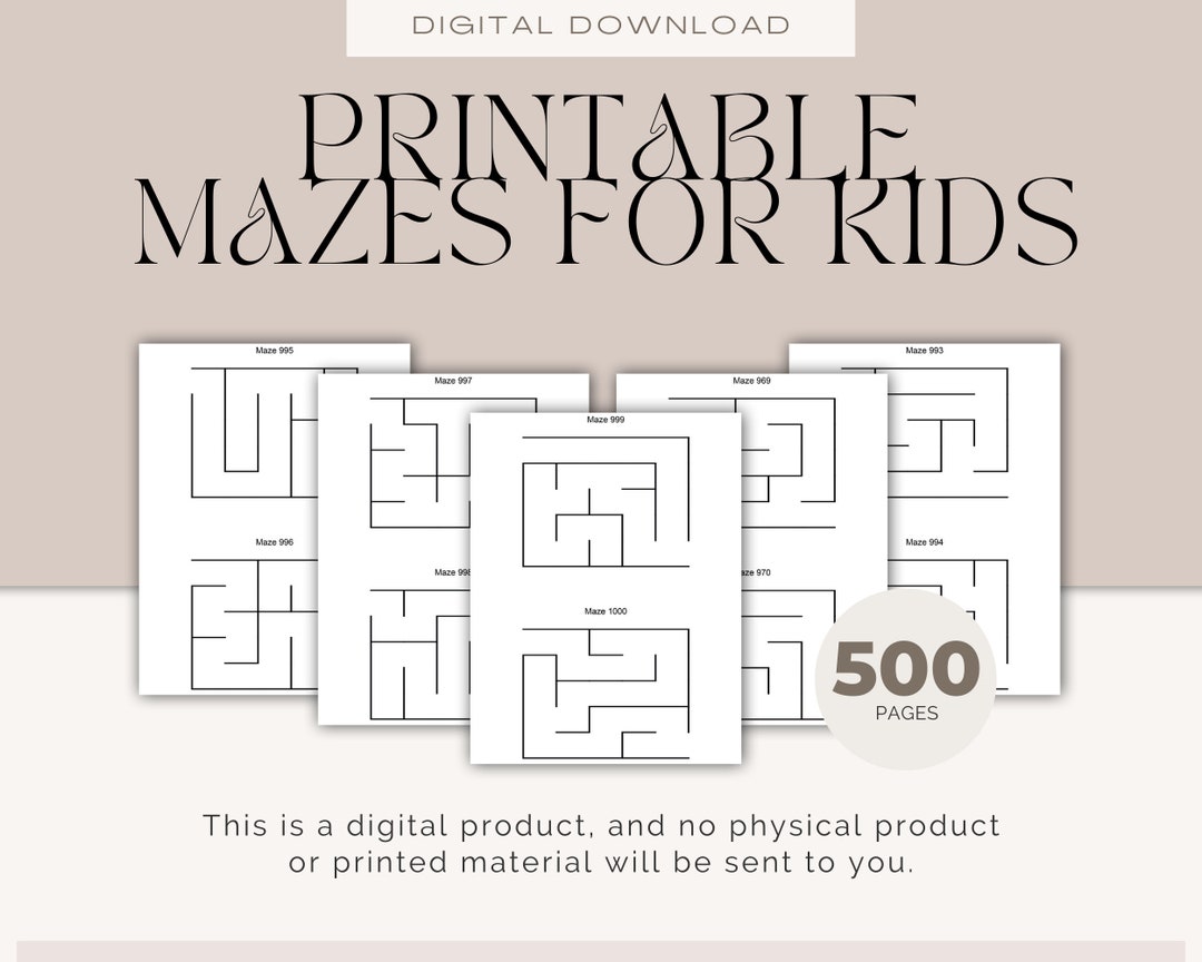 Printables Easy Mazes for Kids 500 PAGES, Instant Download, Fun ...