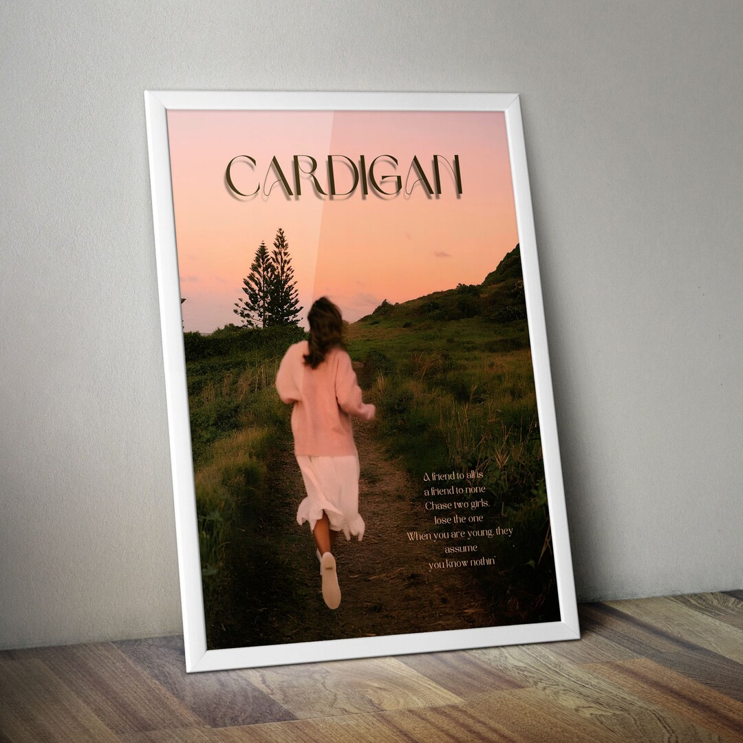 Taylor Swift Poster and Cardigan Song Lyrics Set Music Quote Wall Art ...