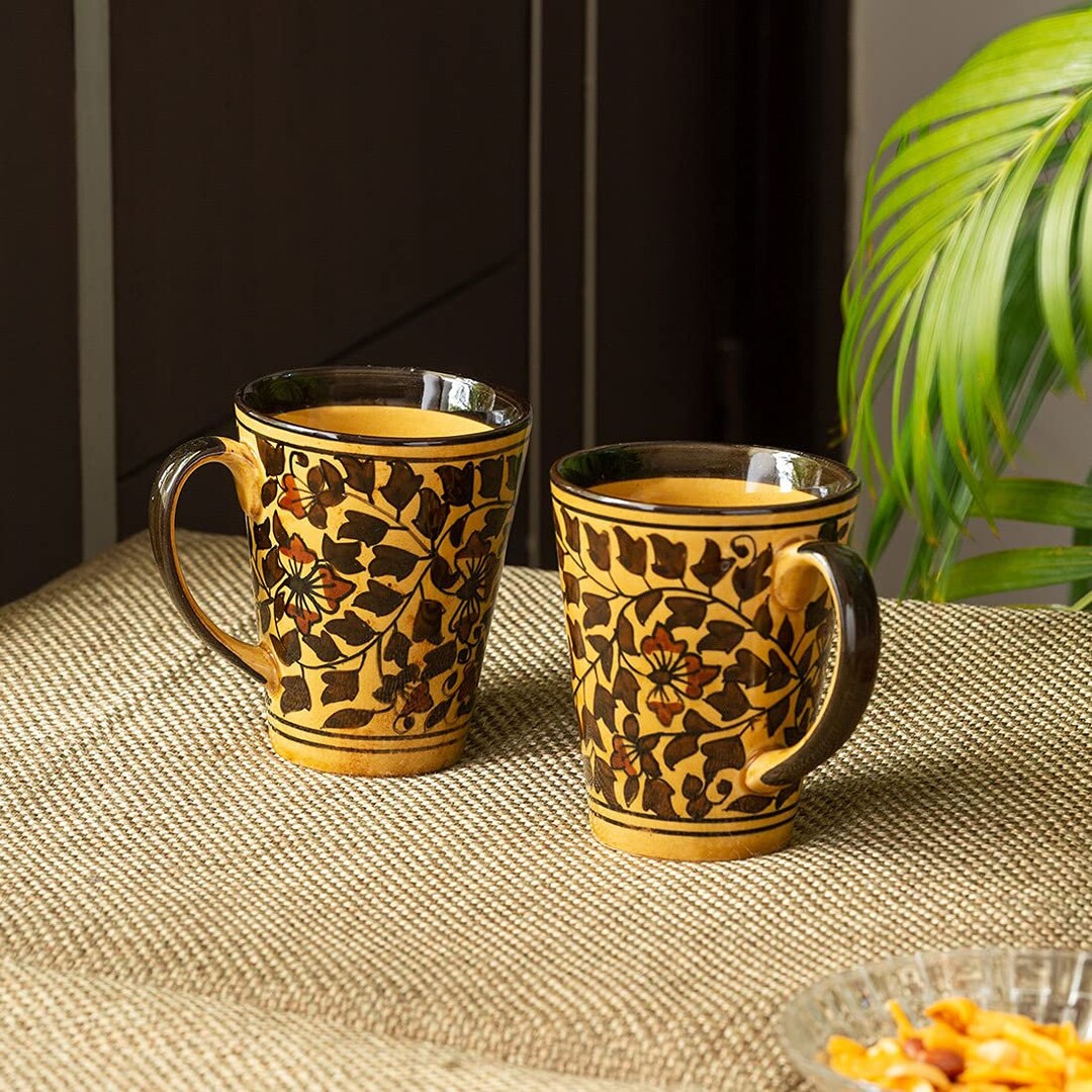 Mughal Floral Handpainted Mugs for Tea Ceramic Coffee Mug Set - Etsy