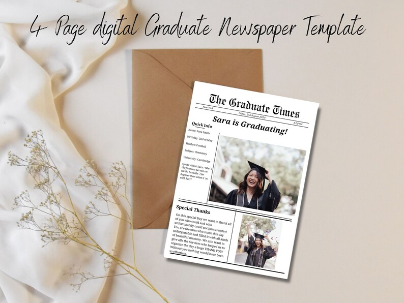 Digital Newspaper Graduate Invitation, Newspaper Graduation Invitation ...