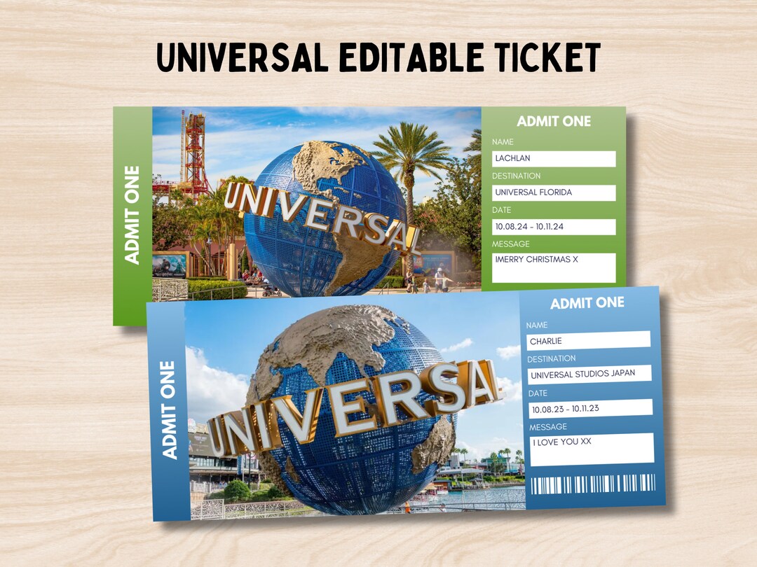 Editable Universal Trip Ticket, Universal Gift Ticket, Universal ...