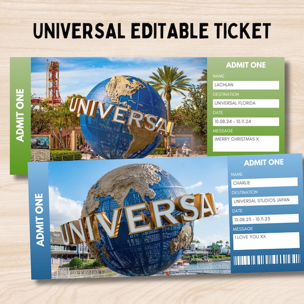 Universal Studio Fake Tickets - Etsy