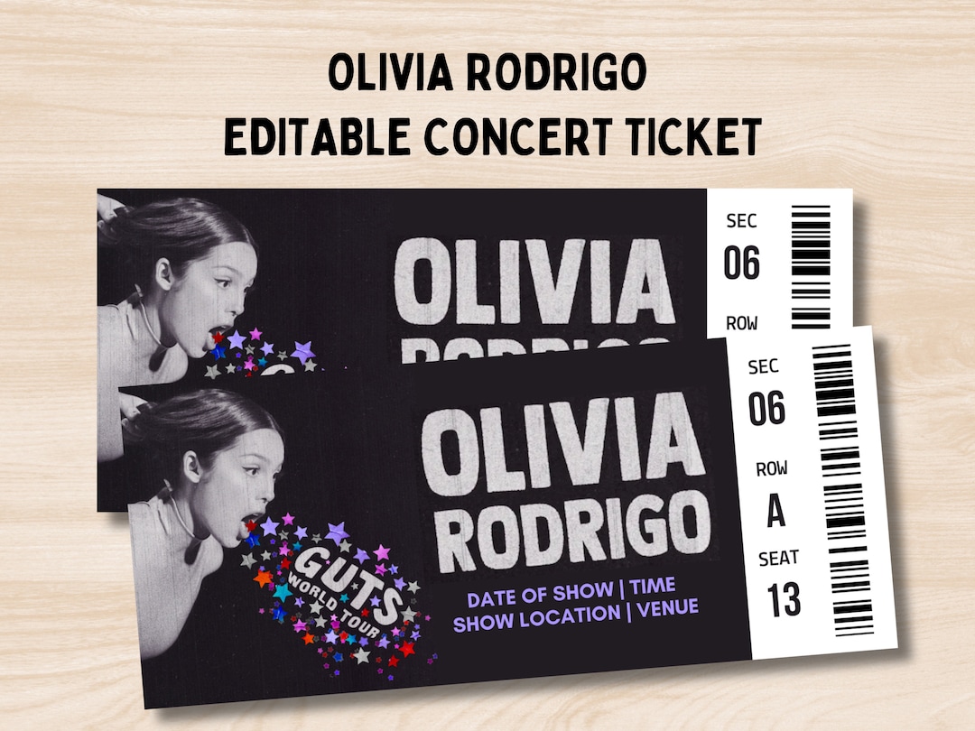 Guts Tour Ticket, Olivia Rodrigo Tour Ticket, Guts World Tour, Concert ...