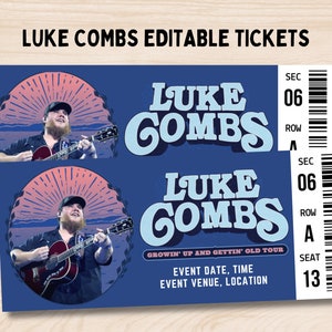 Luke Combs Tour 2024 Ticket, Growin' up and Gettin' Old Tour, Luke ...