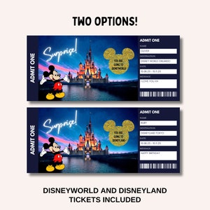 Disneyland Ticket, Disneyworld Ticket, Editable Ticket, Surprise Reveal ...