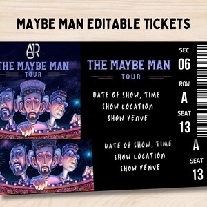 The Maybe Man Tour Ticket, AJR Ticket, AJR Tour, Personalized Printable ...