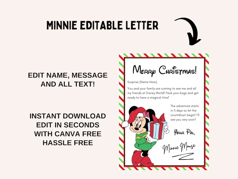Editable Christmas Letters From Mickey and Minnie Disneyland - Etsy