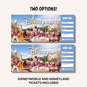 Disneyland Ticket, Disneyworld Ticket, Editable Ticket, Surprise Reveal ...