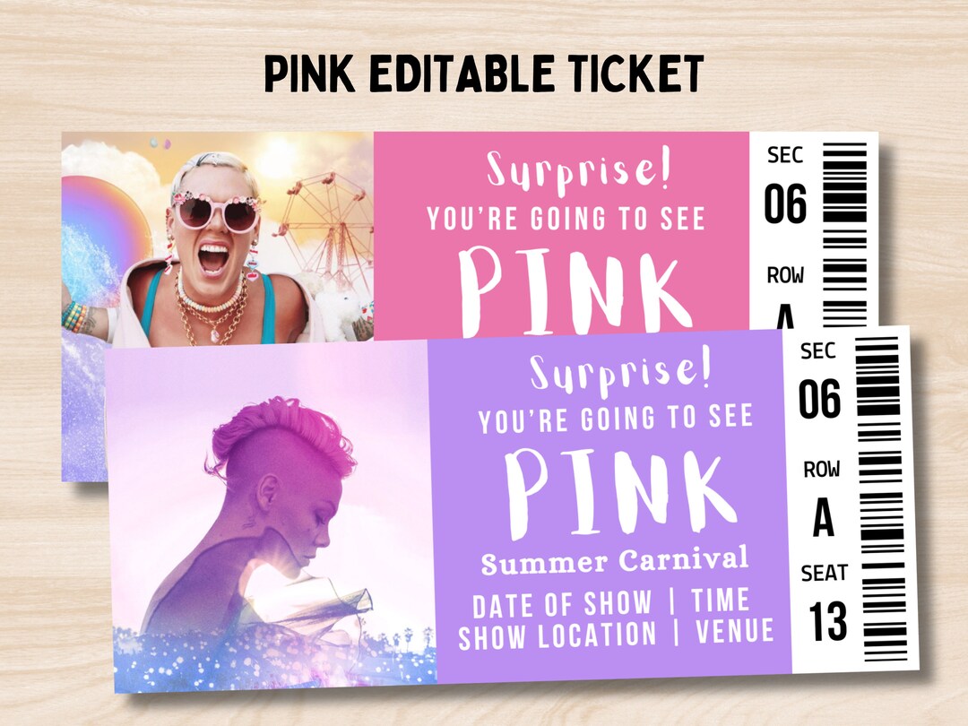 Surprise Pink Concert Tickets, Pink Summer Carnival Tour 2023 /2024 ...