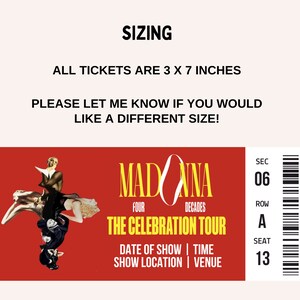 Editable Madonna Ticket Madonna Celebration Concert Ticket - Etsy