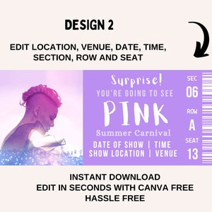 Surprise Pink Concert Tickets, Pink Summer Carnival Tour 2023 /2024 ...