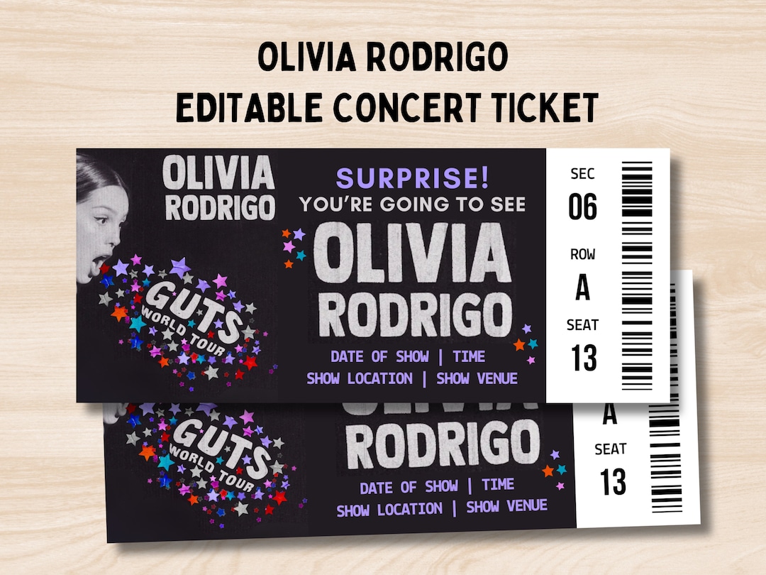 Guts Tour Ticket, Olivia Rodrigo Tour Ticket, Guts World Tour, Concert ... Guts Tour Ticket, Olivia Rodrigo Tour Ticket, Guts World Tour, Concert ...