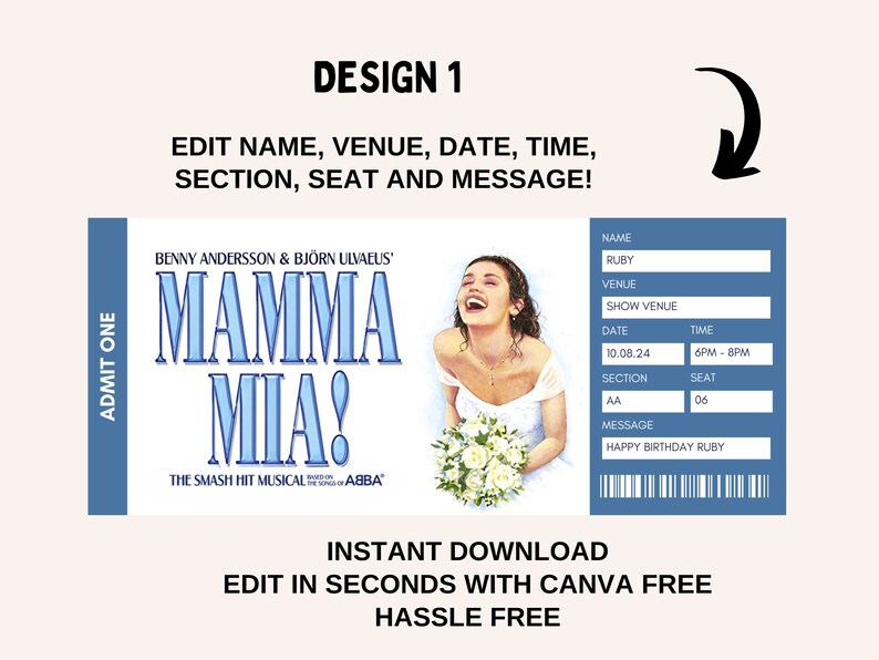 Bearbeitbar Mamma Mia Broadway Surprise Tickets Mamma Mia Musical