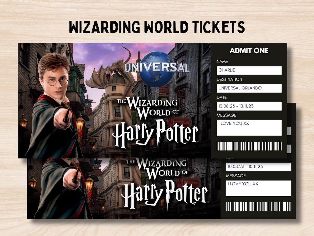Editable Wizarding World Ticket, Universal Trip Ticket, Universal Gift ...