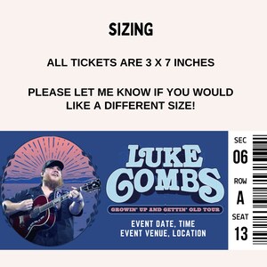 Luke Combs Tour 2024 Ticket, Growin' up and Gettin' Old Tour, Luke ...