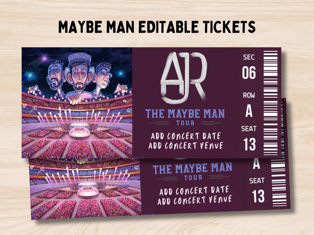 The Maybe Man Tour Ticket, AJR Ticket, AJR Tour, Personalized Printable ...