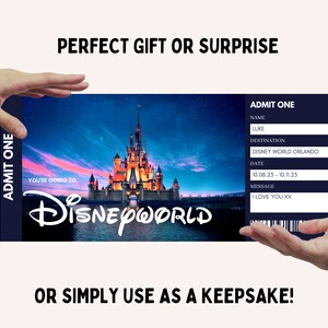 Disneyland Ticket, Disneyworld Ticket, Editable Ticket, Surprise Reveal ...