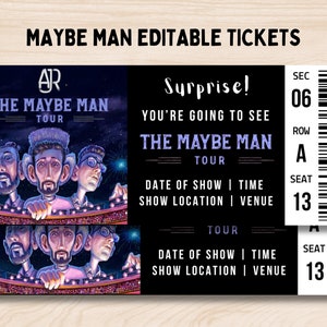 The Maybe Man Tour Ticket, AJR Ticket, AJR Tour, Personalized Printable ...