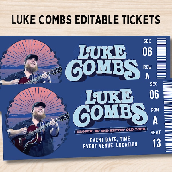 Printable Concert Ticket Luke Combs - Etsy