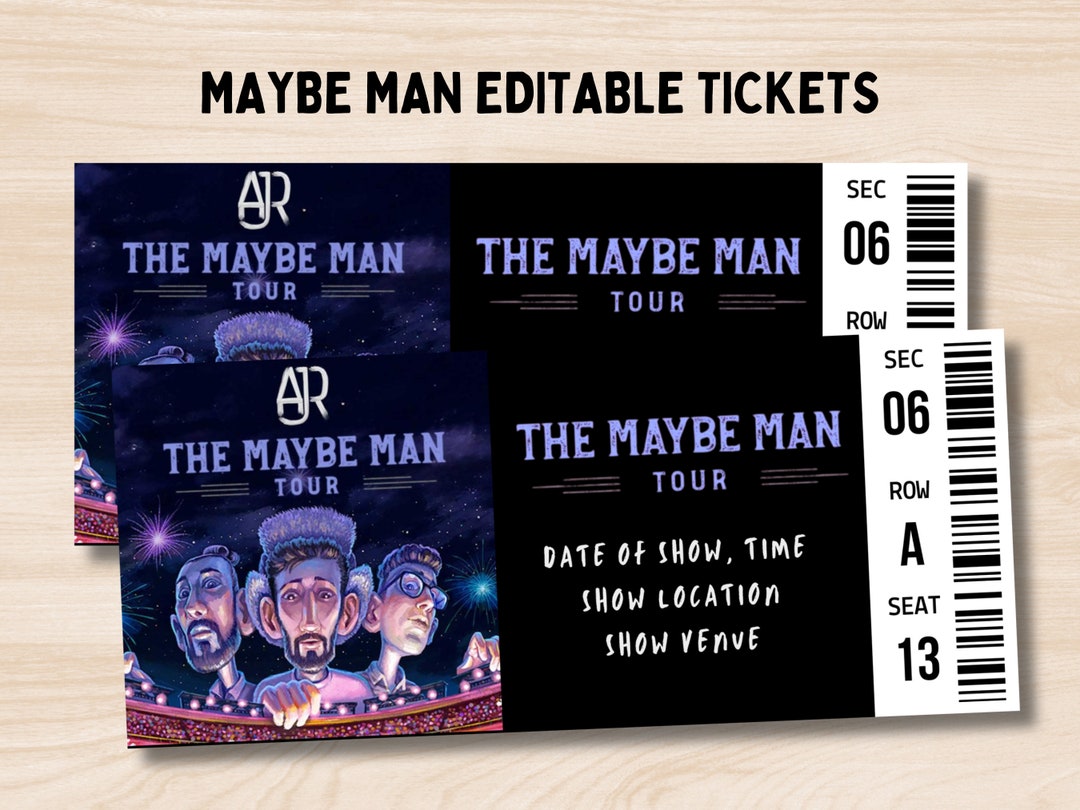 The Maybe Man Tour Ticket, AJR Ticket, AJR Tour, Personalized Printable ...