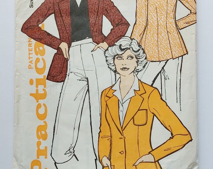 70s Hacking Jacket Blazer Sewing Pattern, Size 14 bust 91cm Practical ...