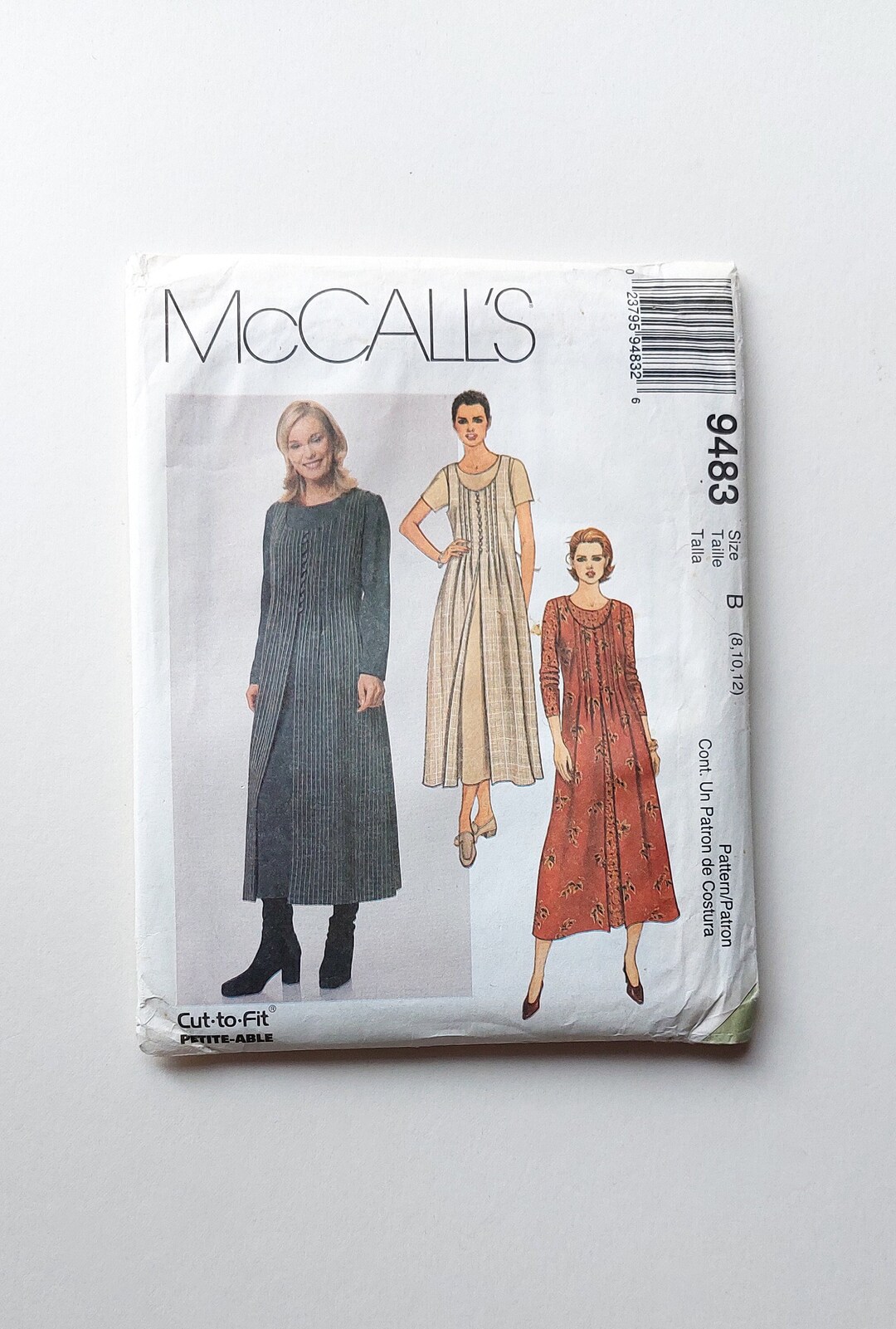 1990s Loose-fit Pullover Dress & Overdress Sewing Pattern, Mccall's ...