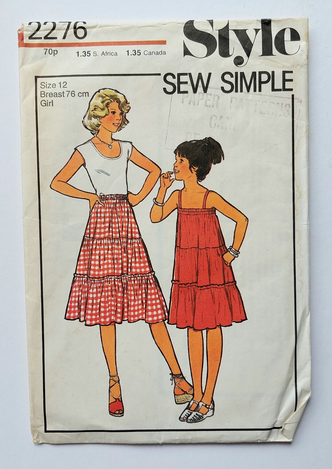 Vintage 1970s Junior Teen Girls Tiered Skirt & Dress Sewing Pattern ...