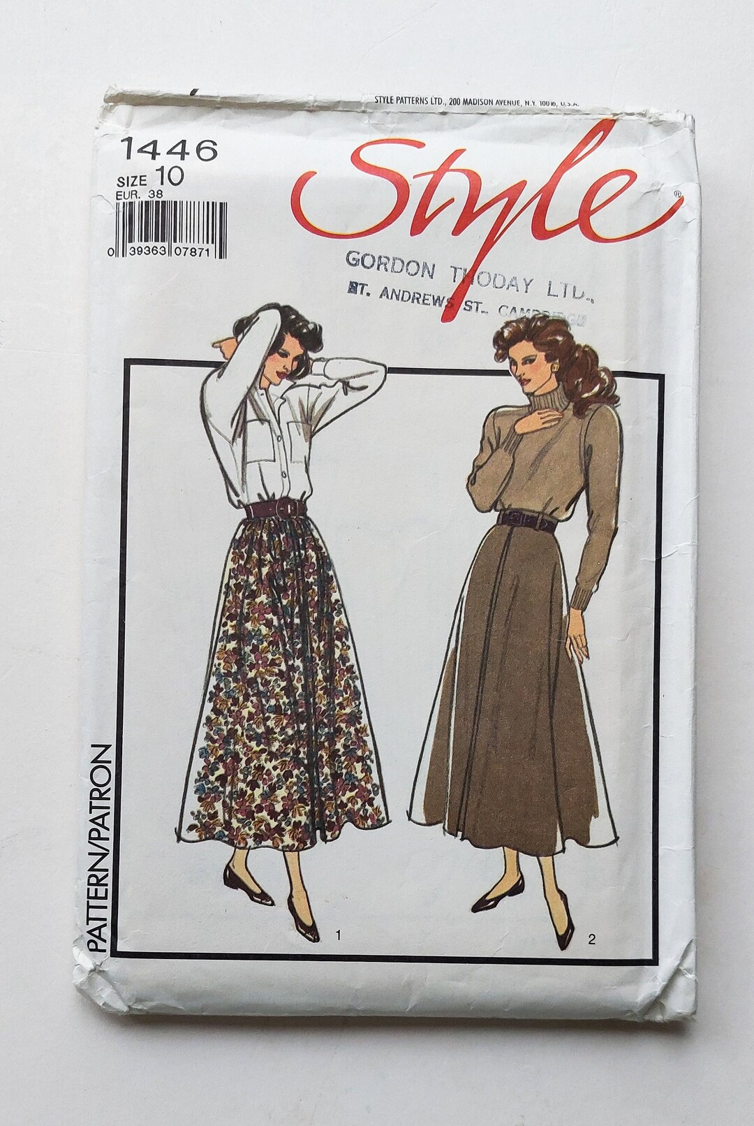 80s Vintage Long Skirt Sewing Pattern, Flared Maxi / Midi Skirt Pattern ...