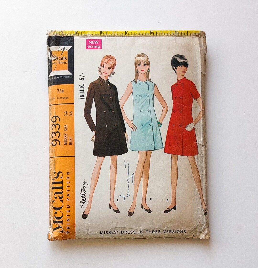 1960s Vintage Mccalls 9339 Double Breasted Coat Dress Sewing Pattern ...