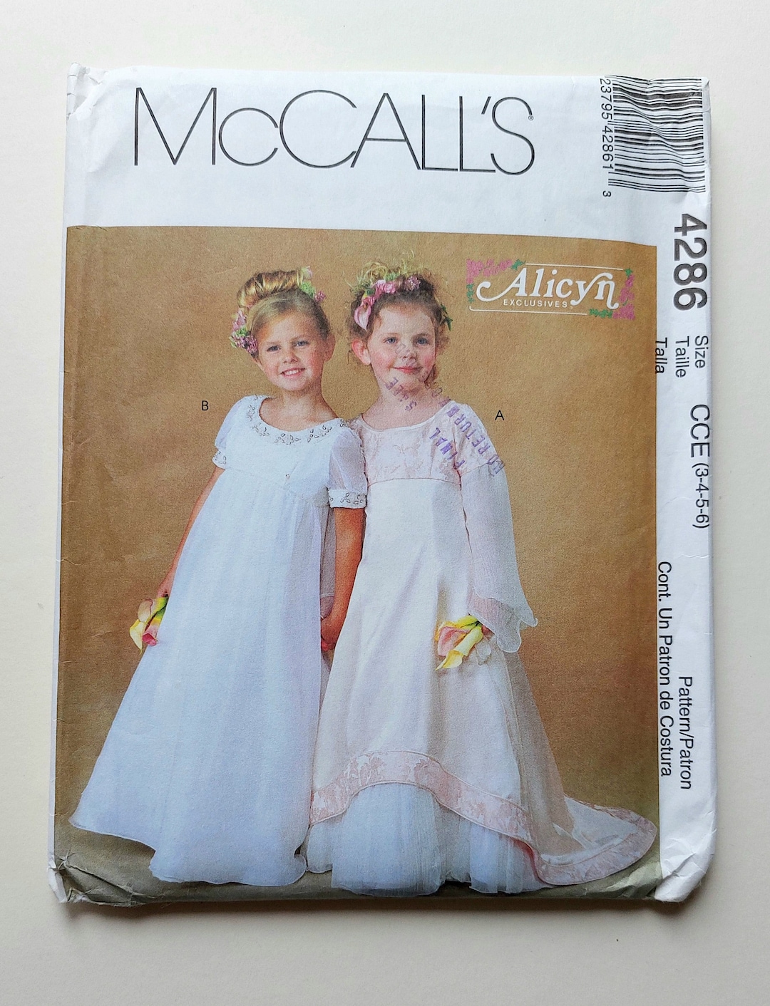 Age 3-6 Flower Girl Dress Sewing Pattern, Mccalls 4286 Pattern, Empire ...