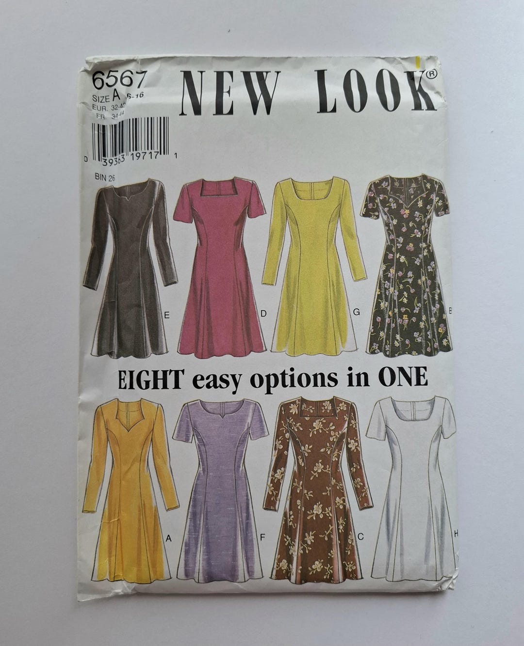 1990s New Look 6567 Dress Sewing Pattern, A Line Dress, Fit and Flare ...