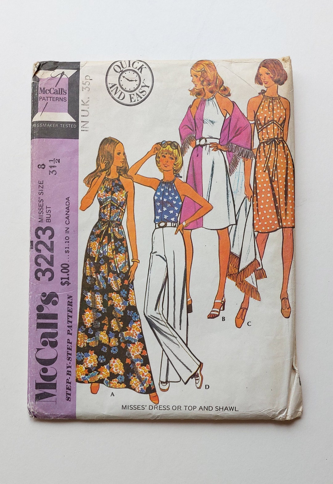 Vintage 70s Boho Halter Dress With Gathered Neckline Sewing Pattern ...