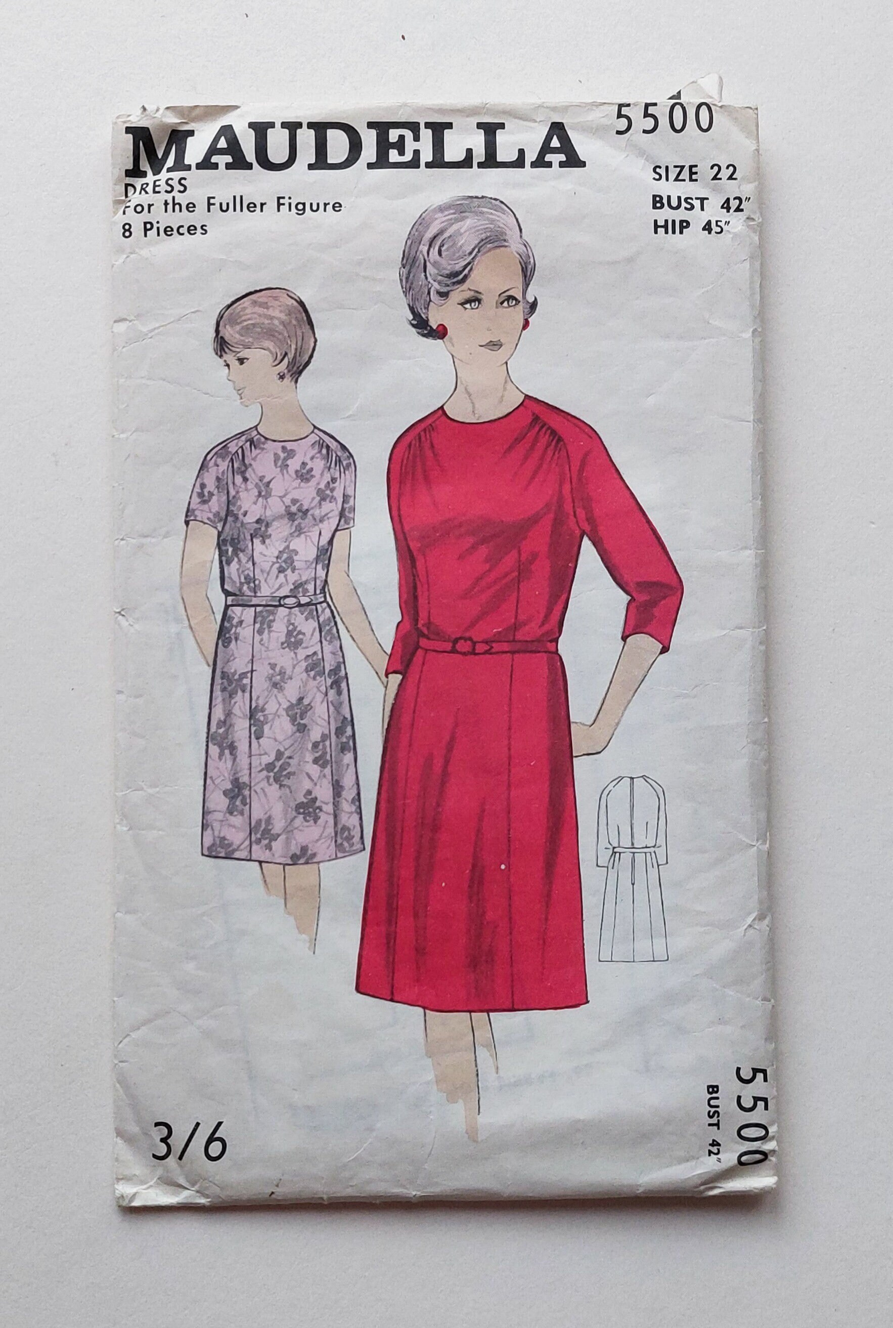 1960s Maudella 5500 Dress Sewing Pattern, 60s One-piece Dress for ...