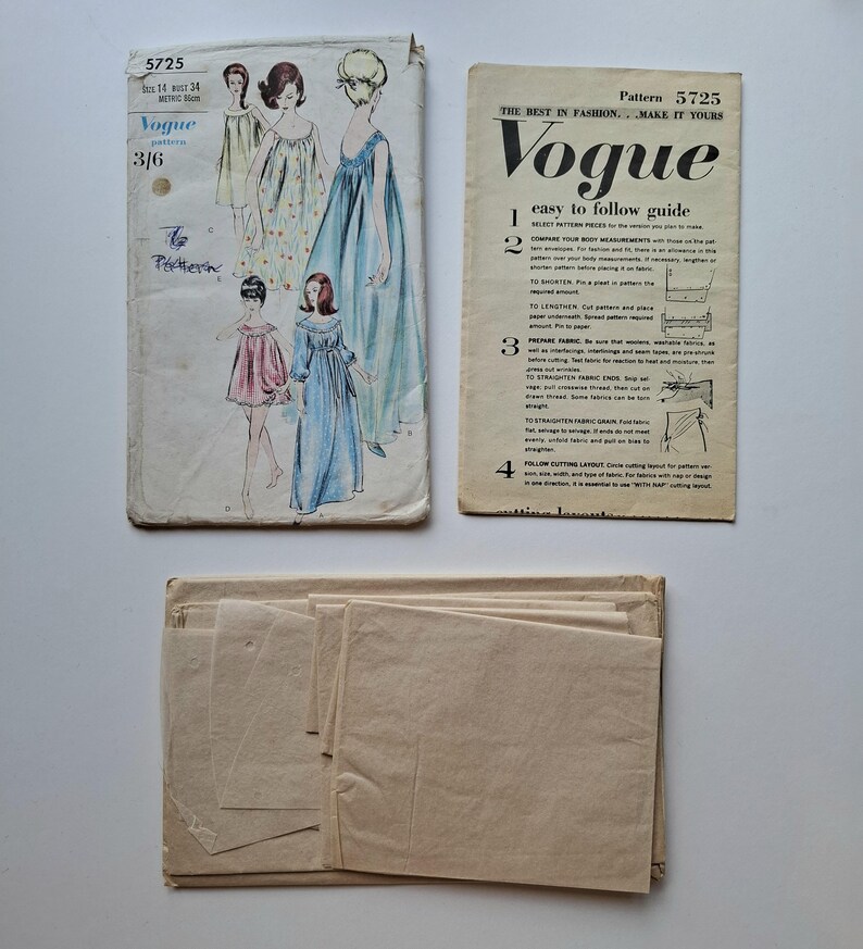 1960s Vintage Babydoll Nightdress Nightie & Bloomers Sewing Pattern ...