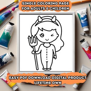 Cute Demon Girl Coloring Page – Kawaii Halloween One Page Printable for ...