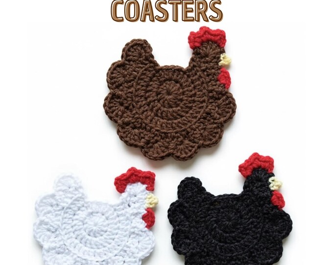 Chicken Coaster Crochet Pattern PDF | Easy Beginner Crochet Chicken ...