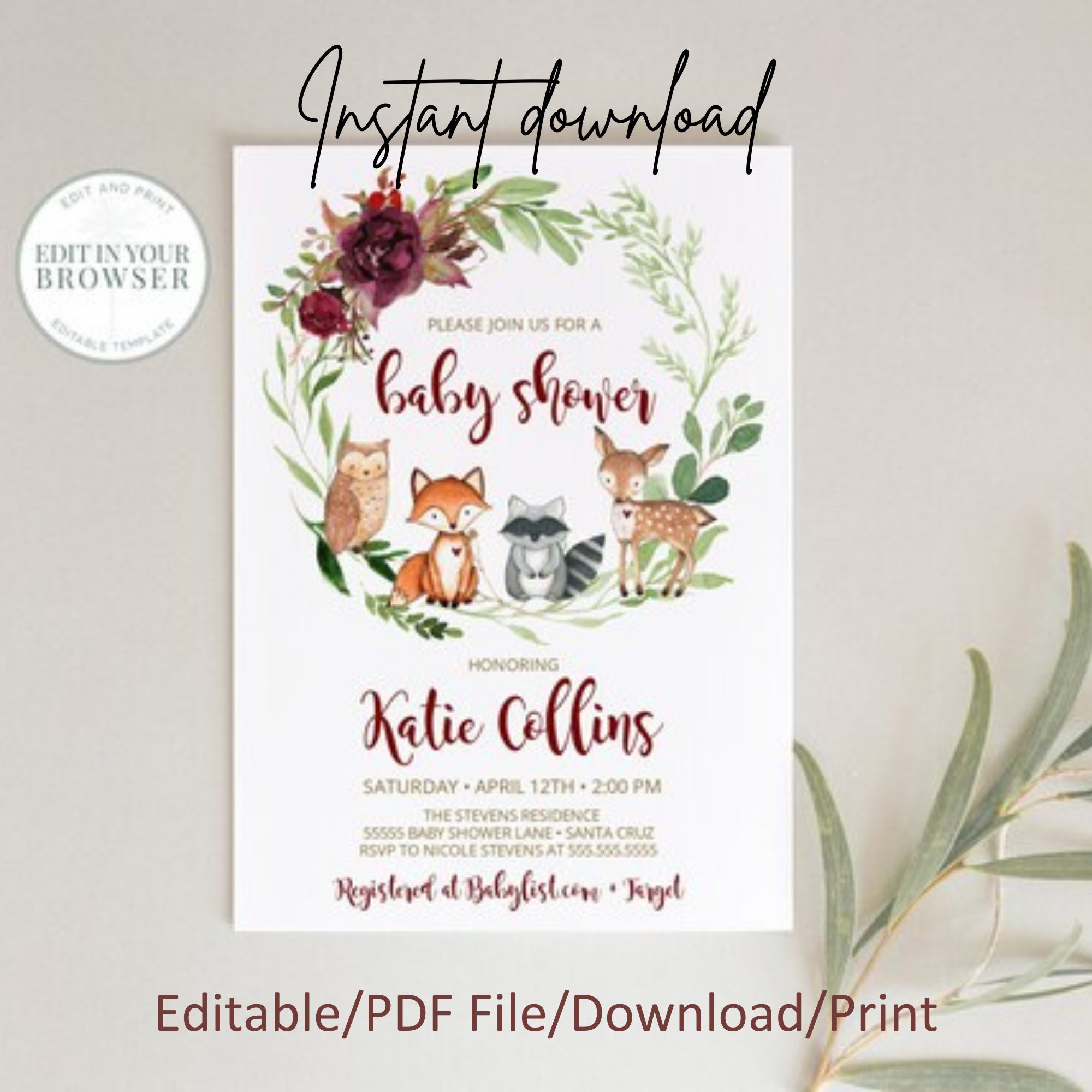 Editable Custom Baby Shower Design, Baby Shower Invitation Set ...