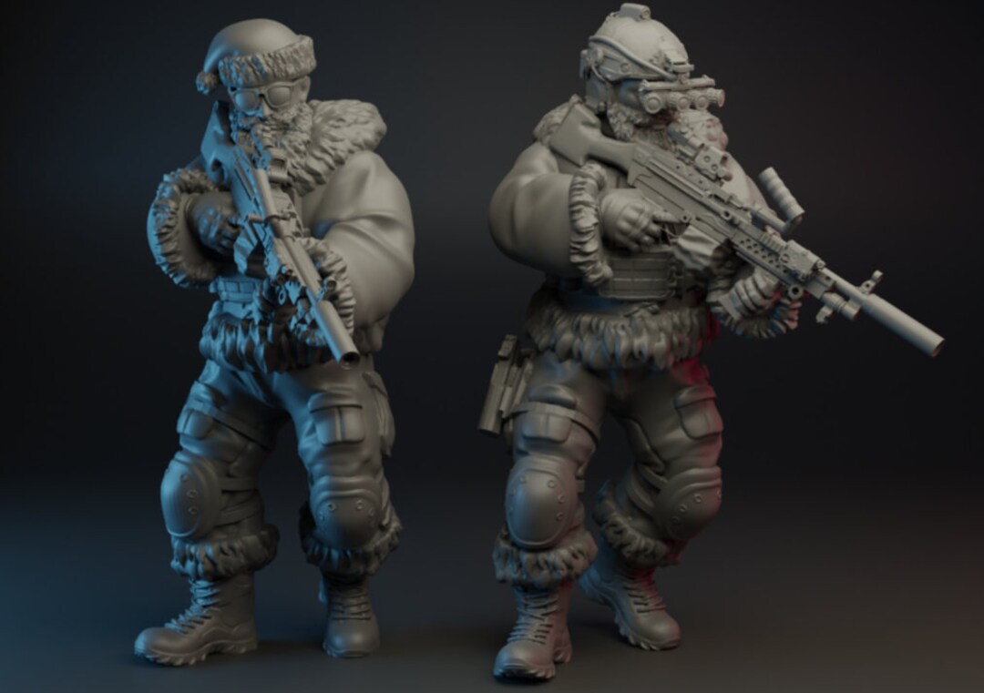 Tactical Assault Santa M249 - 28mm - Turnbase Miniatures - Etsy