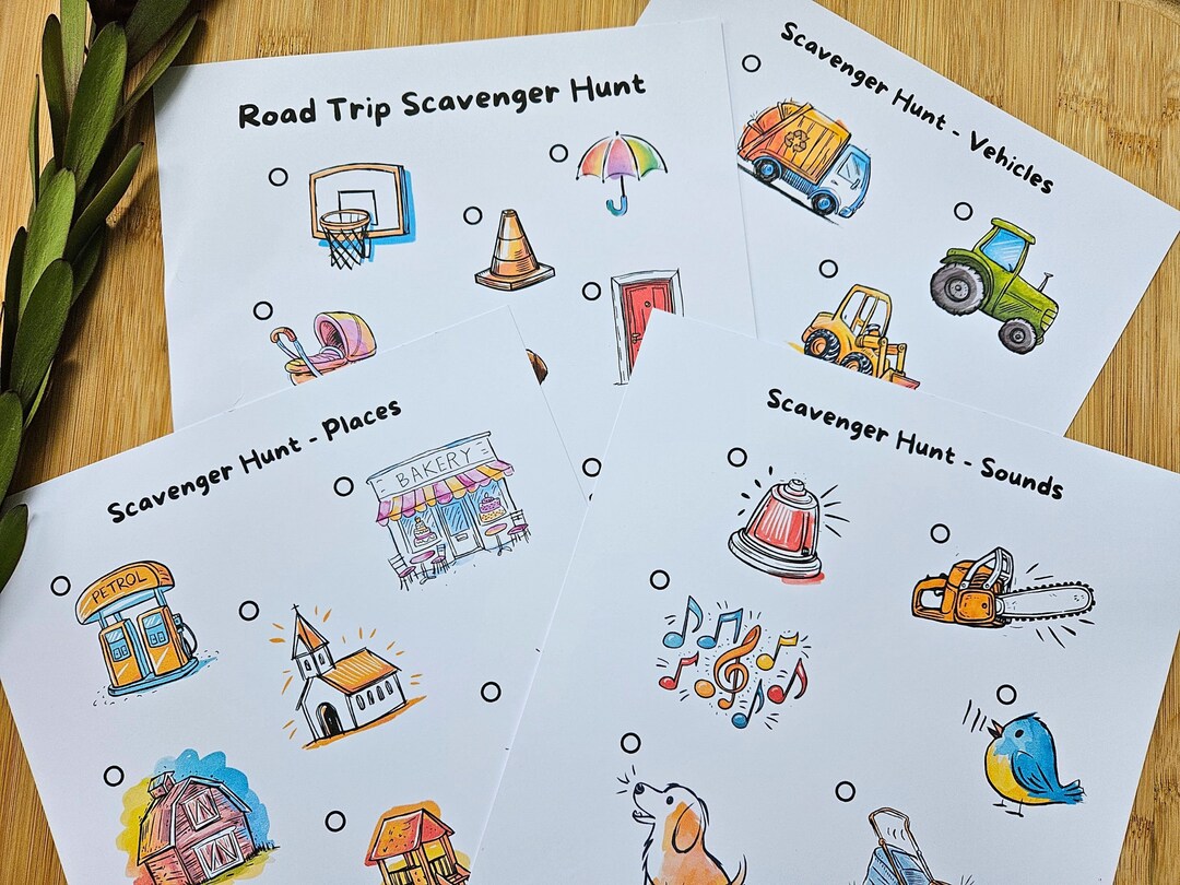 Road Trip Scavenger Car Ride Game Kids Road Trip Game Family Travel ...