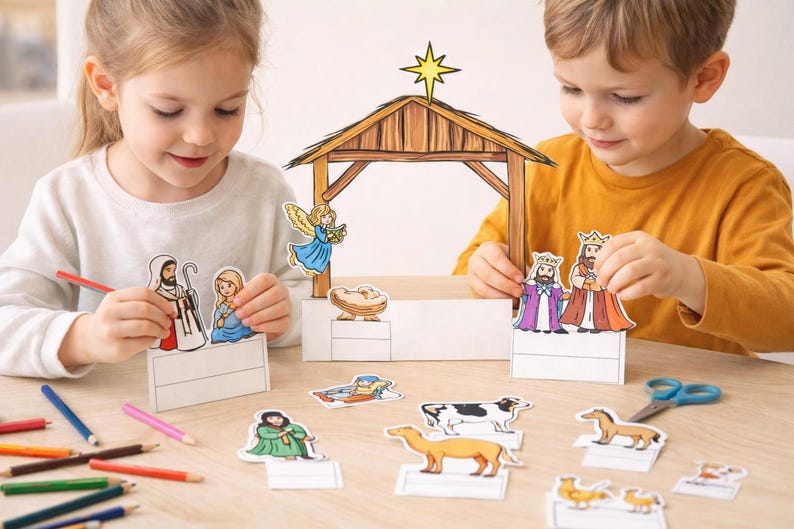 Printable Nativity Scene for Kids | Cut and Assemble Christmas Craft ...