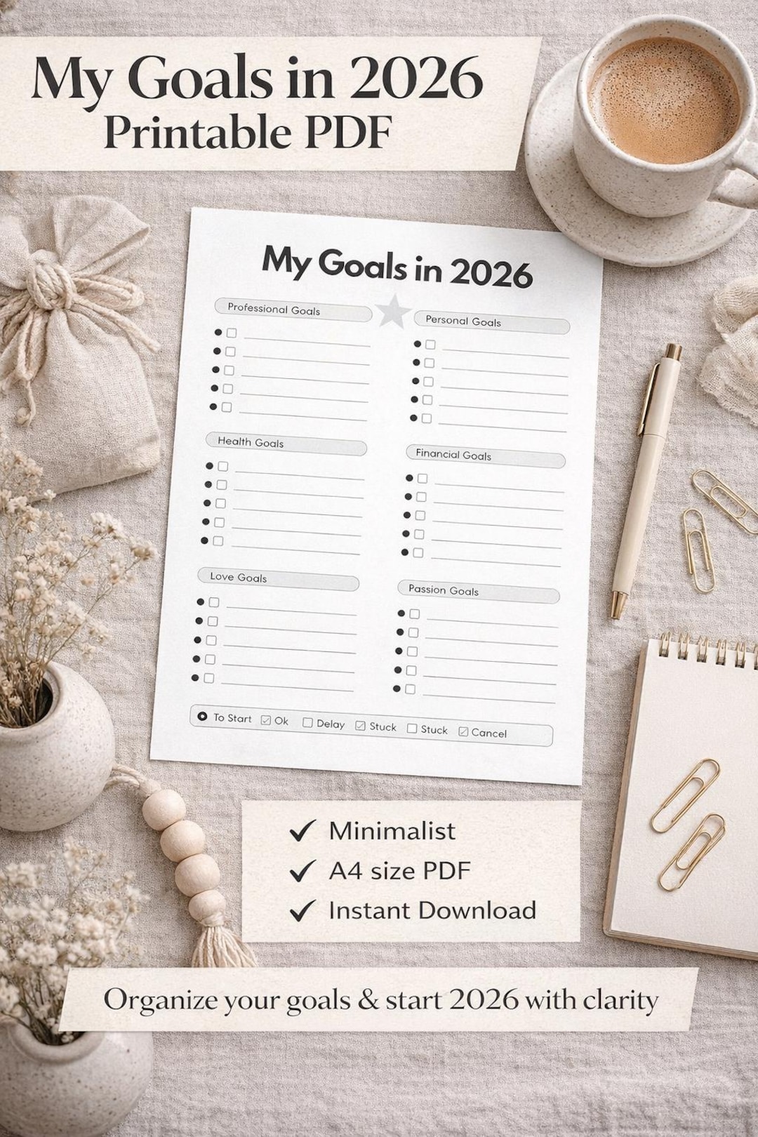 My Goals in 2026 Printable | Goal Planner PDF | New Year Goals ...