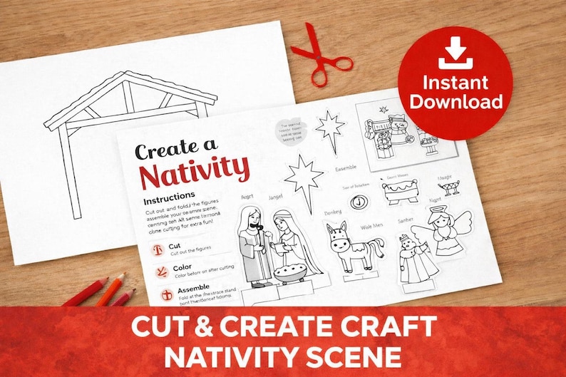 Printable Nativity Scene for Kids | Cut and Assemble Christmas Craft ...