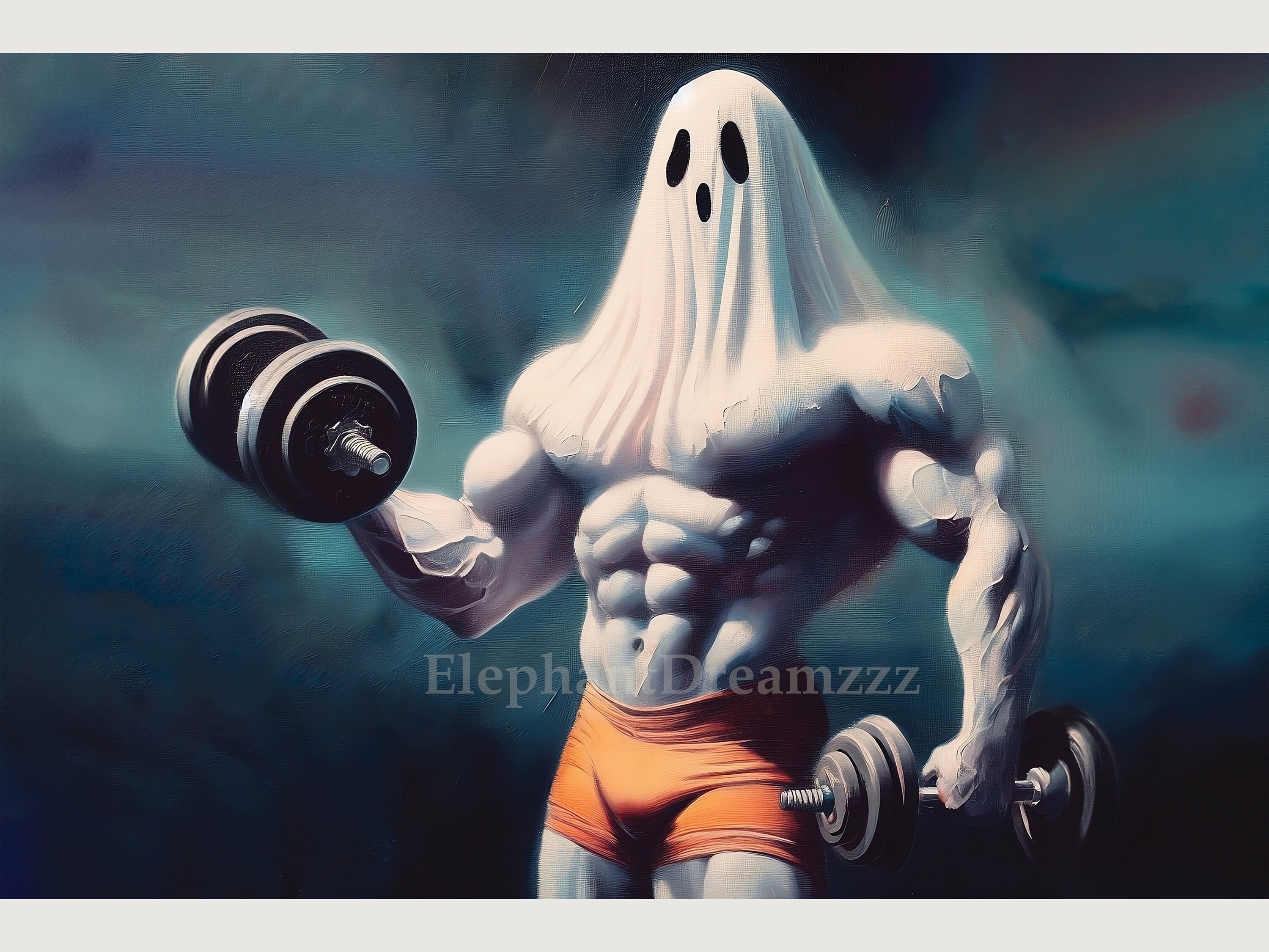 Bodybuilder Ghost | Halloween Decor | Digital Download | Halloween Art ...