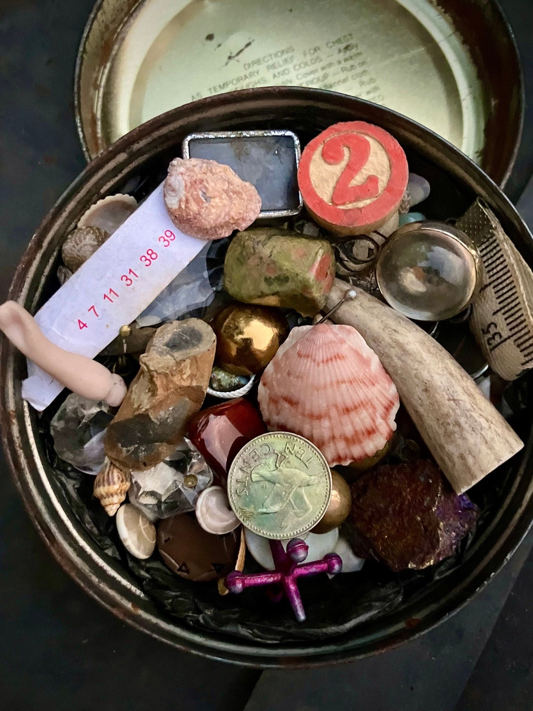 Small Curated Vintage Tin Full of Tiny Curiosity Items - Etsy